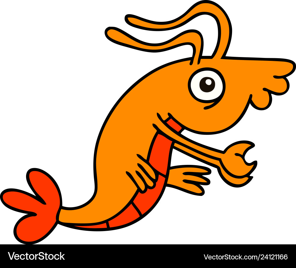 Quirky hand drawn cartoon crayfish Royalty Free Vector Image