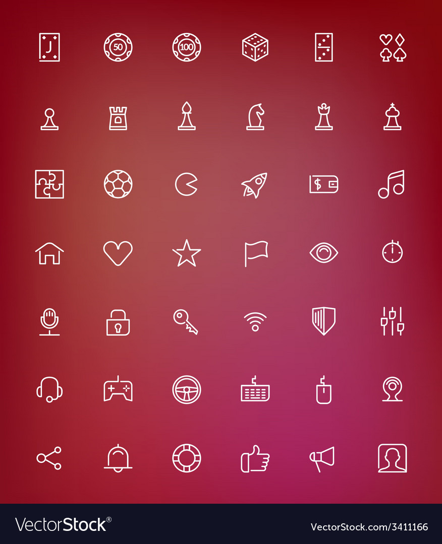 Thin line game icons set for web and mobile apps Vector Image