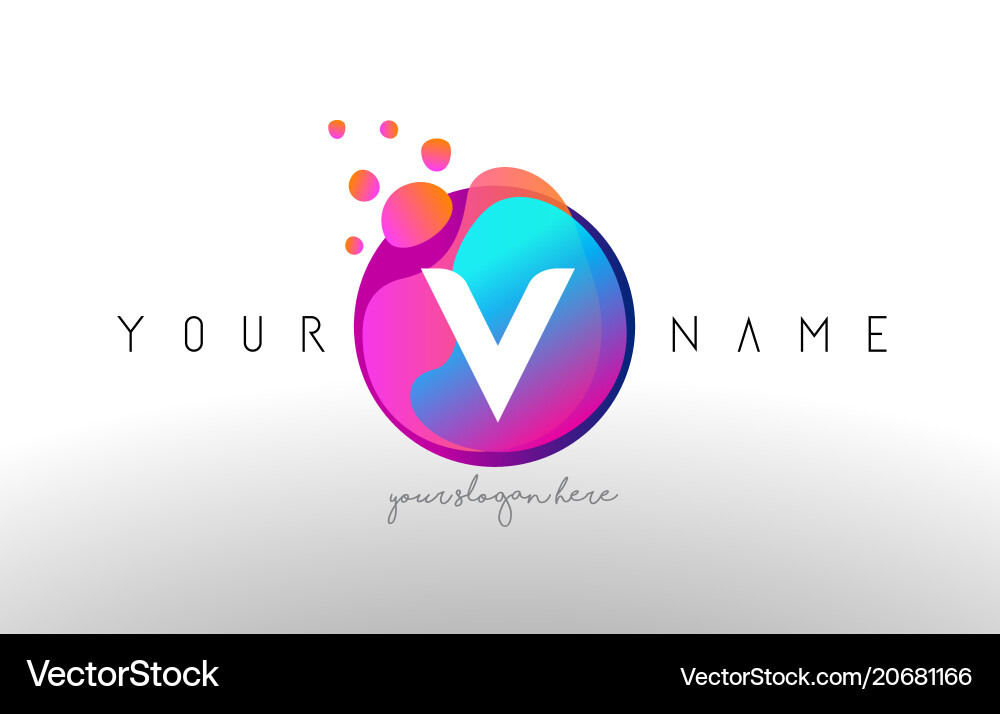 V dots letter logo with bubbles a letter design Vector Image