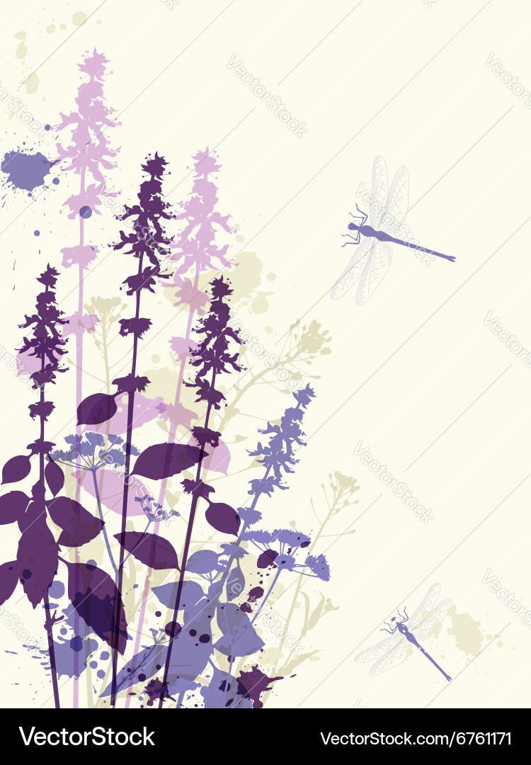Abstract floral background with violet flowers Vector Image