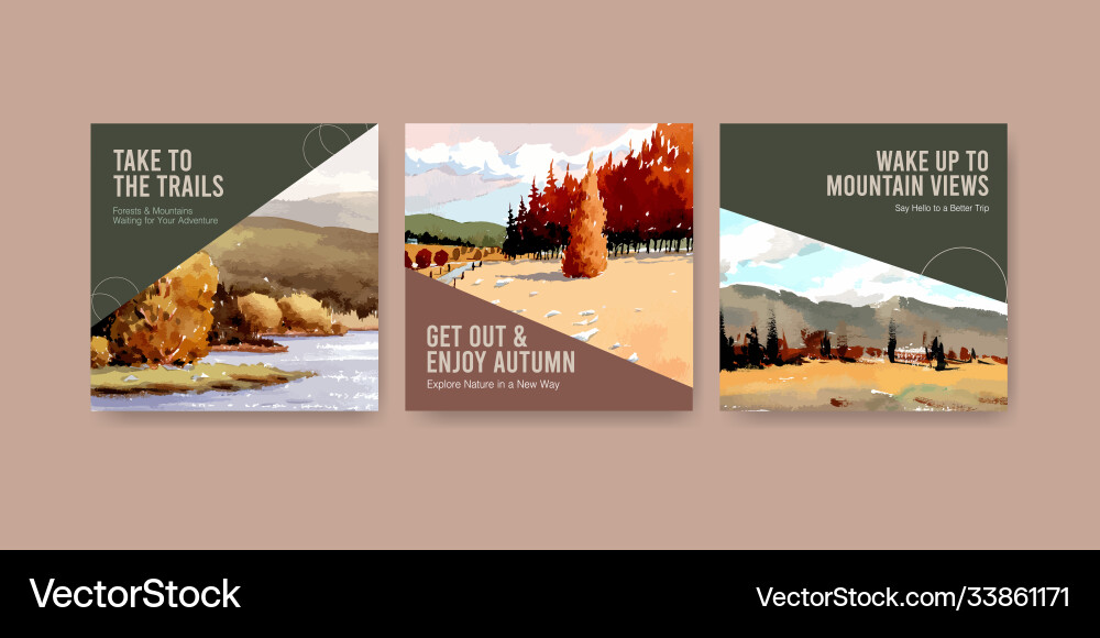 Ads template with landscape in autumn design Vector Image