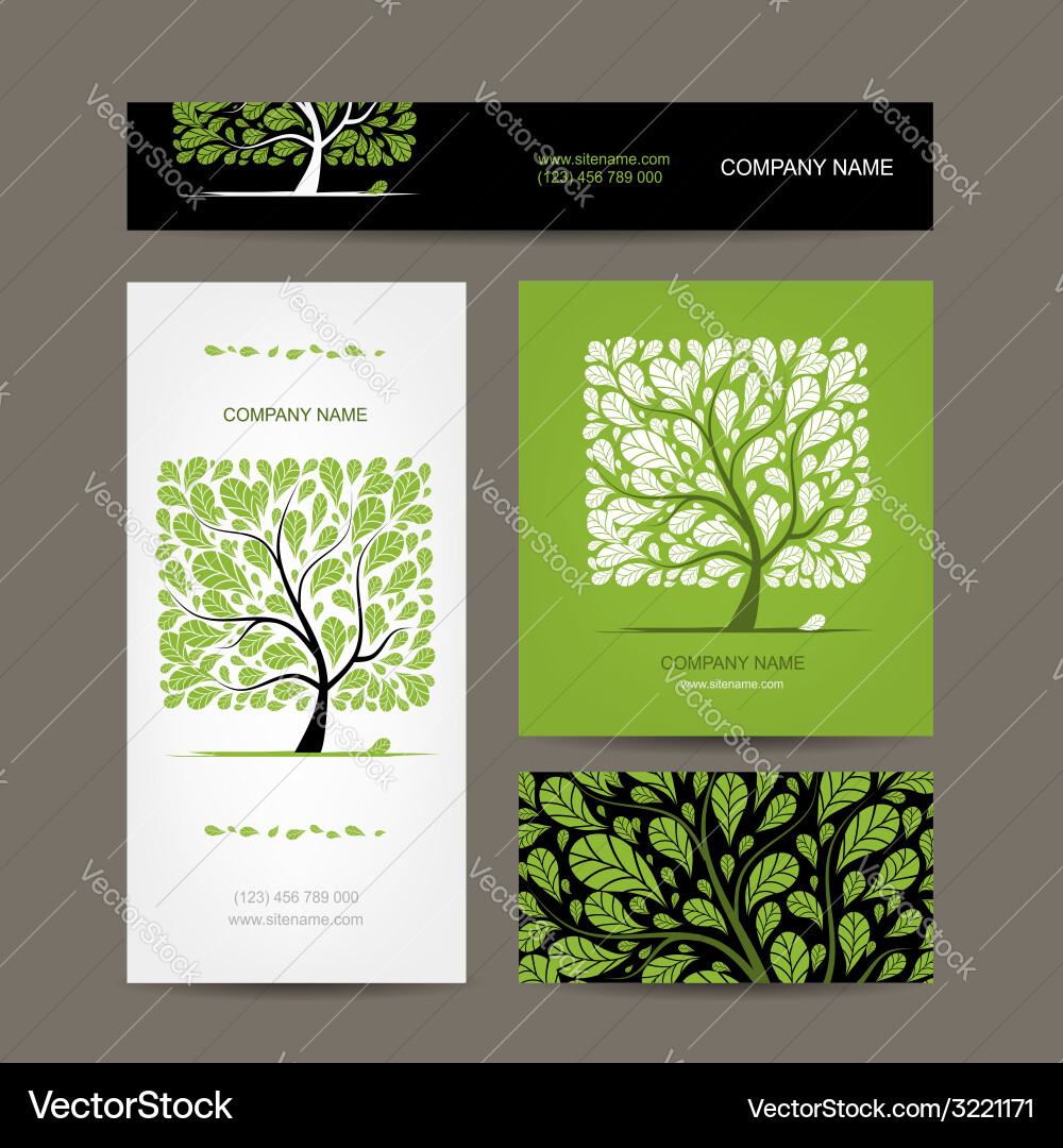 Business cards design with love tree Royalty Free Vector