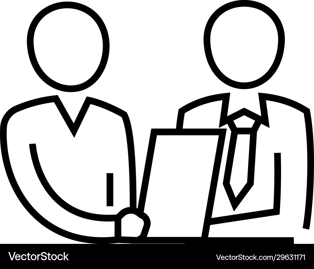 Business collaboration line icon concept sign Vector Image