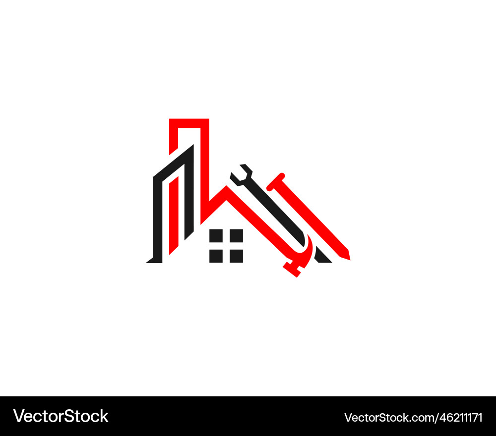 Creative home repair and roofing logo Royalty Free Vector