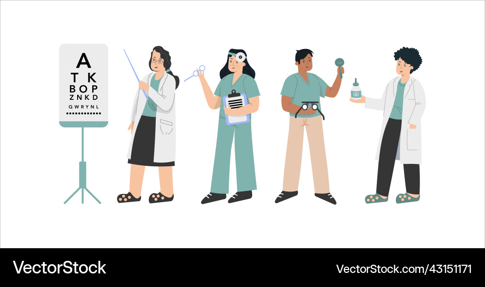 Different doctors stand in the hospital Royalty Free Vector