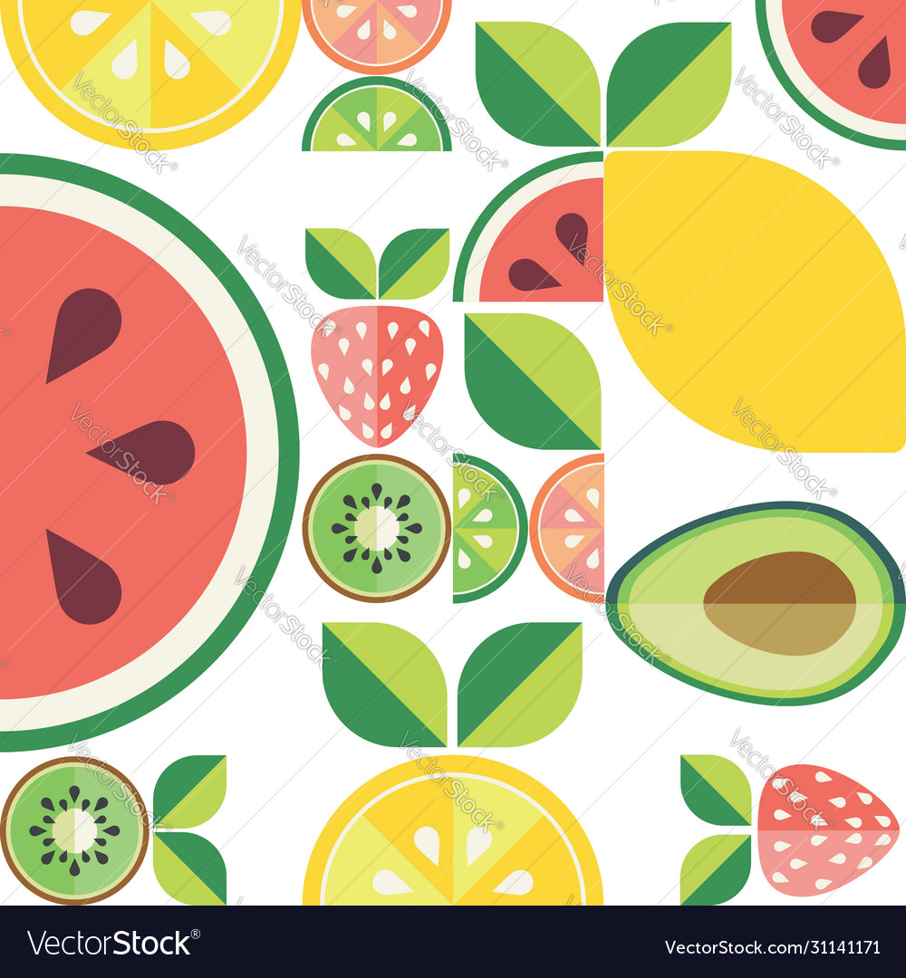 Flat fruit pattern Royalty Free Vector Image - VectorStock