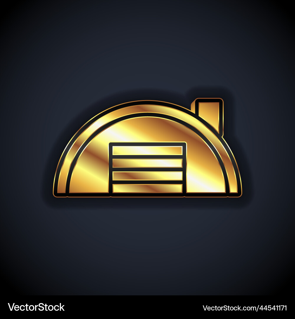 Gold warehouse icon isolated on black background Vector Image