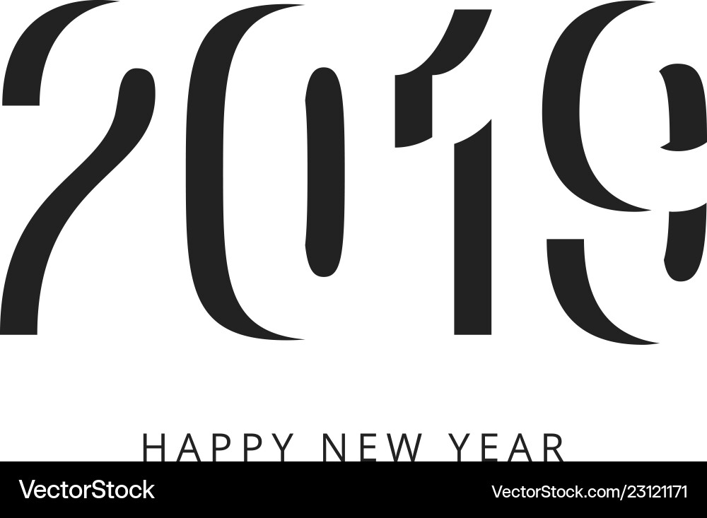 Happy new 2019 year sign black negative space Vector Image