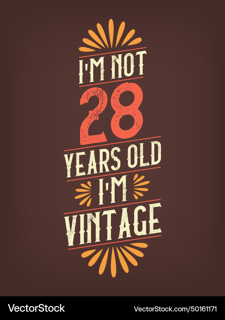 Im not 28 years old vintage Royalty Free Vector Image