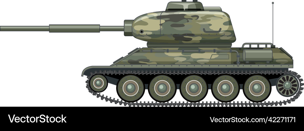 Military battle tank on white background Vector Image