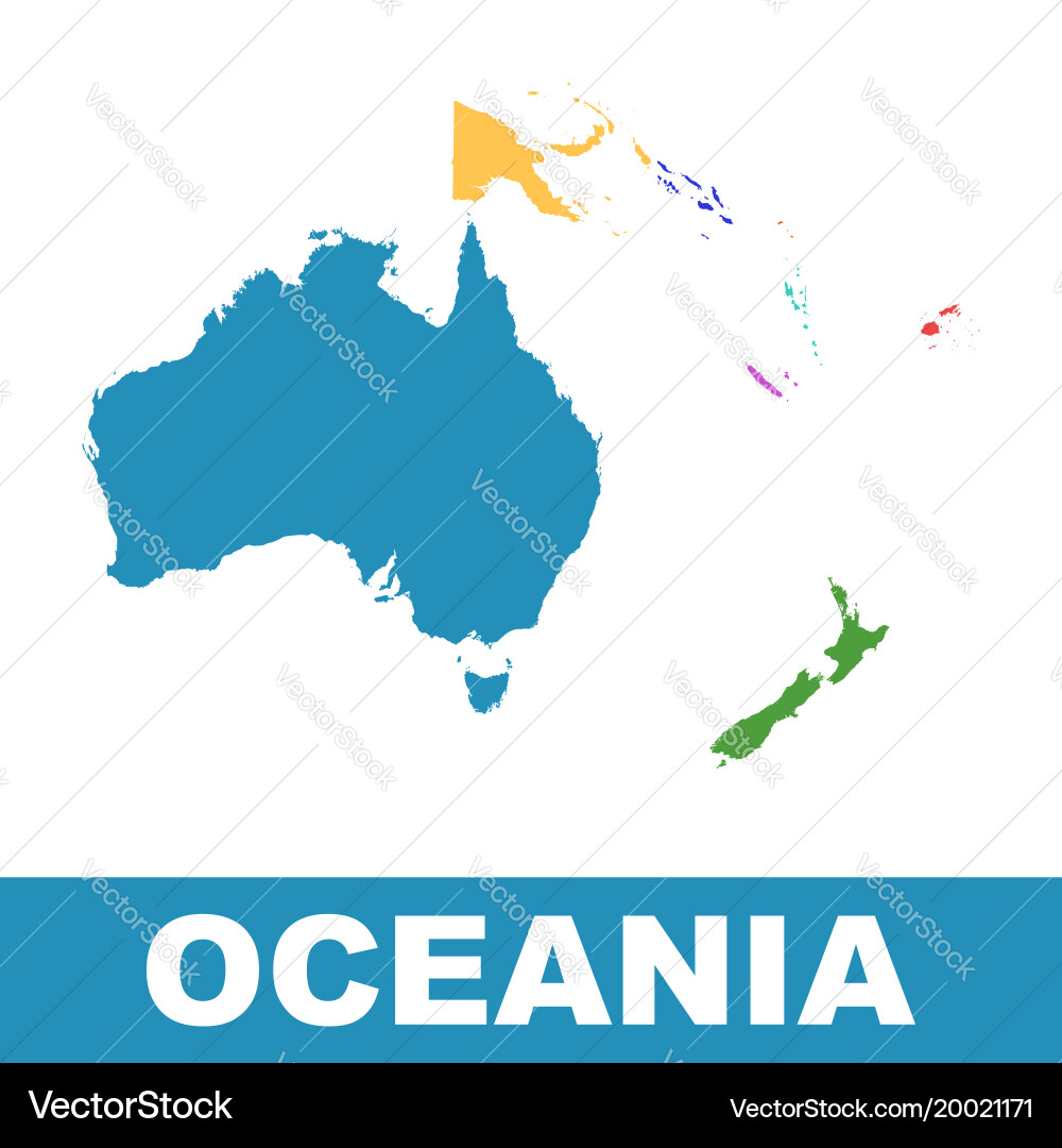 Political map of oceania flat Royalty Free Vector Image