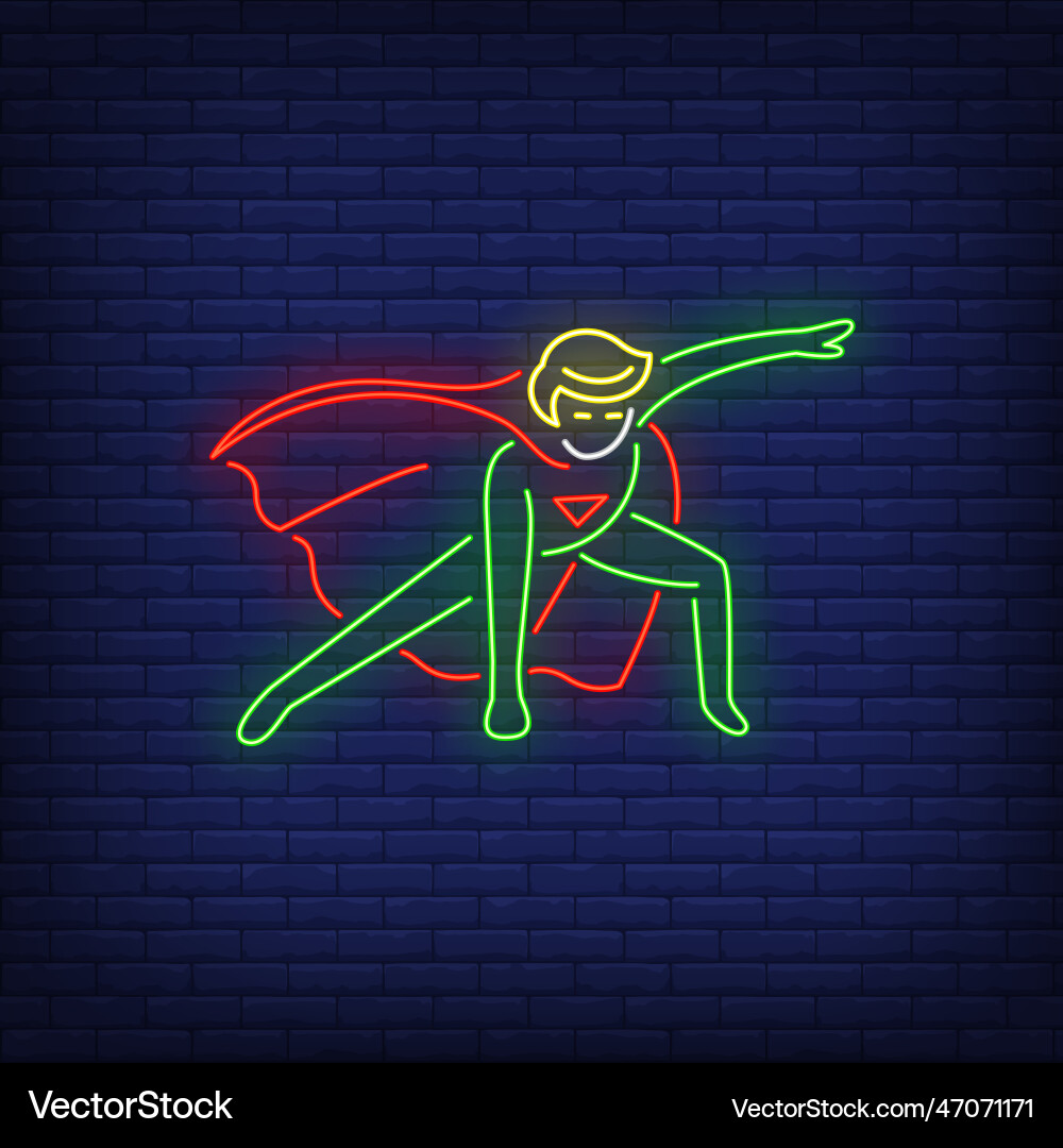 Superhero landing neon sign Royalty Free Vector Image