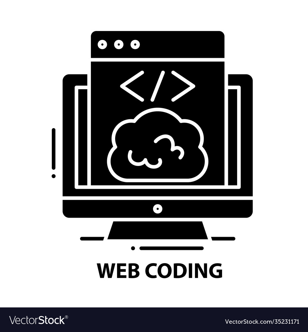 Web coding icon black sign with editable Vector Image