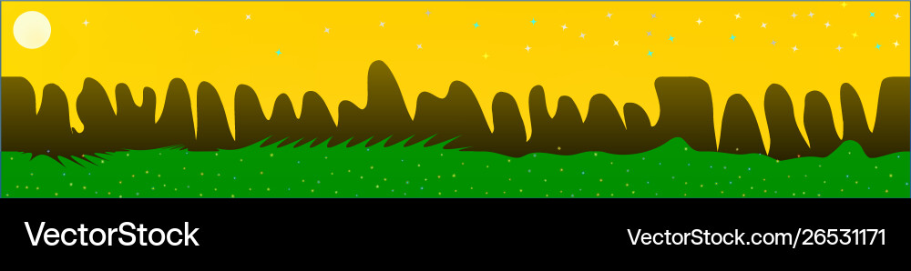 Yellow sky and mountains landscape Royalty Free Vector Image