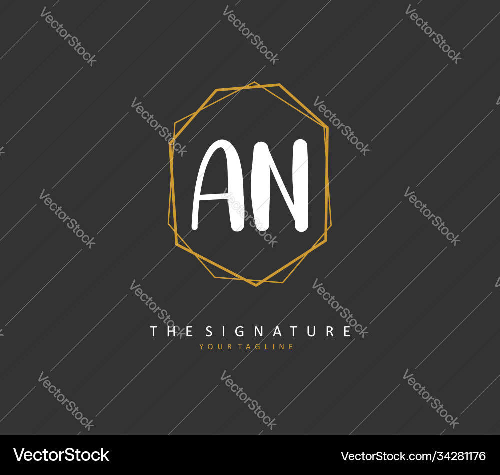A n an initial letter handwriting and signature Vector Image