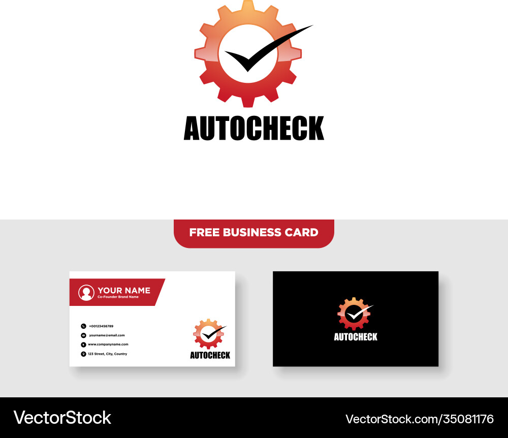 Auto check logo design and business card template Vector Image