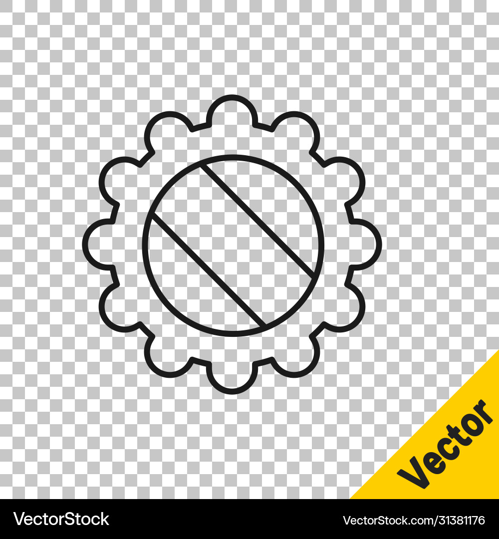 Black line bottle cap icon isolated on transparent