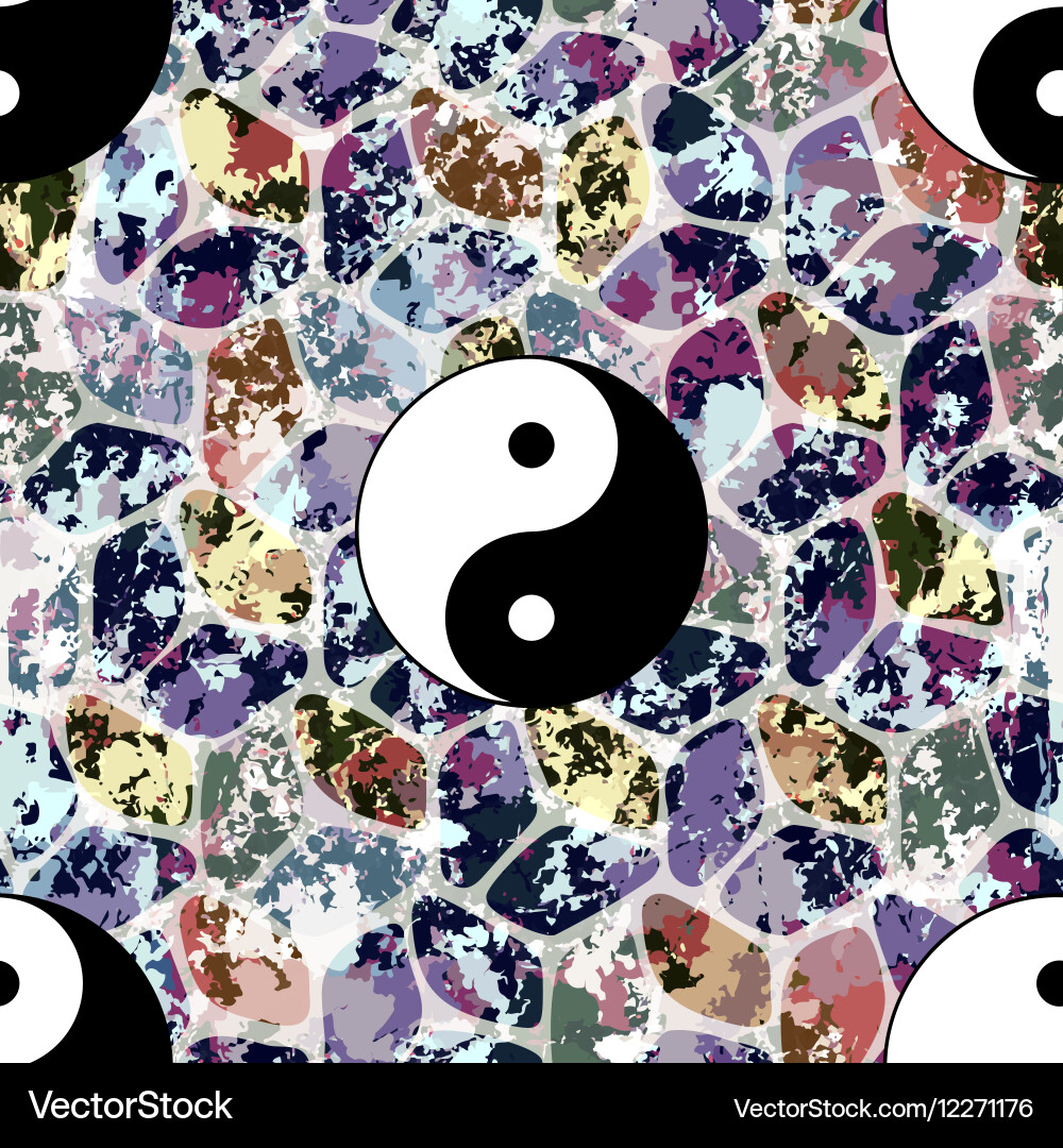 Colorful seamless pattern with yin and yang symbol