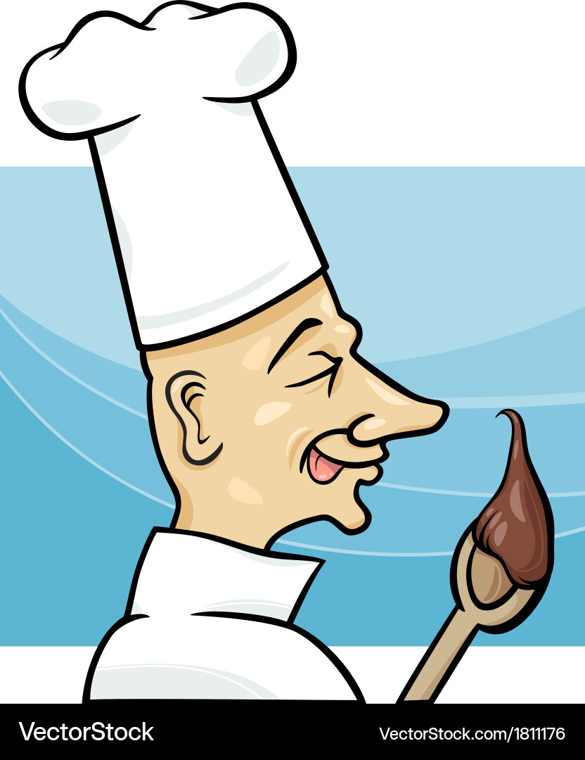 Cook with chocolate cream cartoon Royalty Free Vector Image