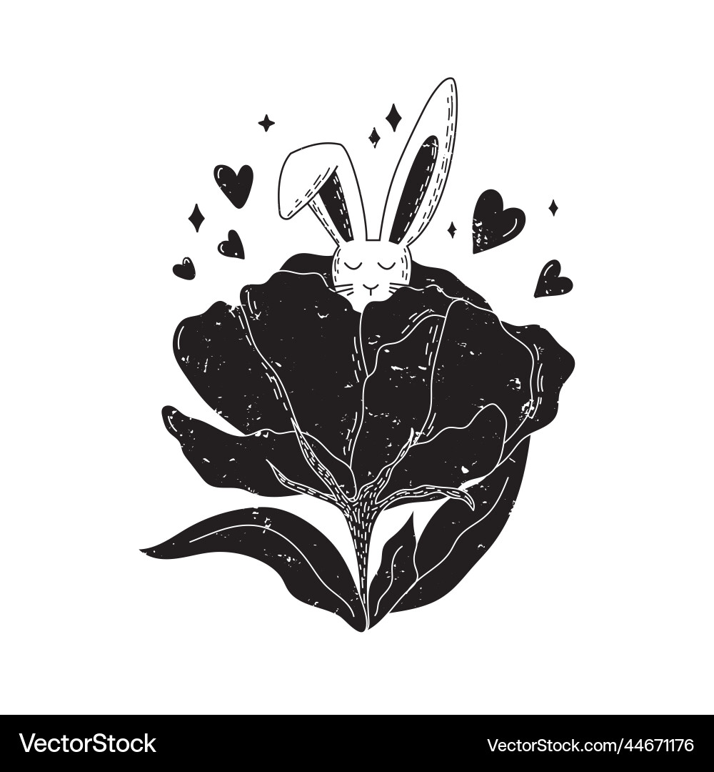 Cute easter black and white bunny silhouette Vector Image