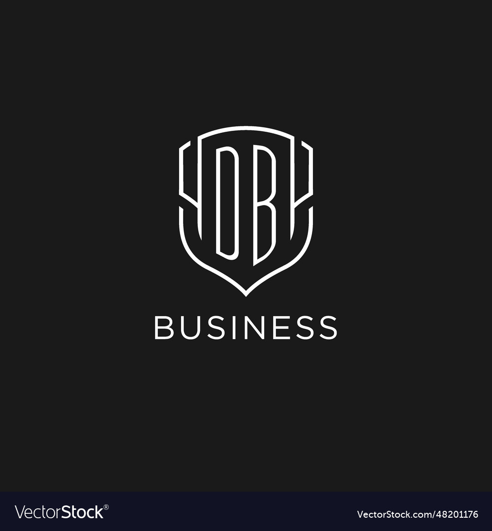 Initial db logo monoline shield icon shape Vector Image