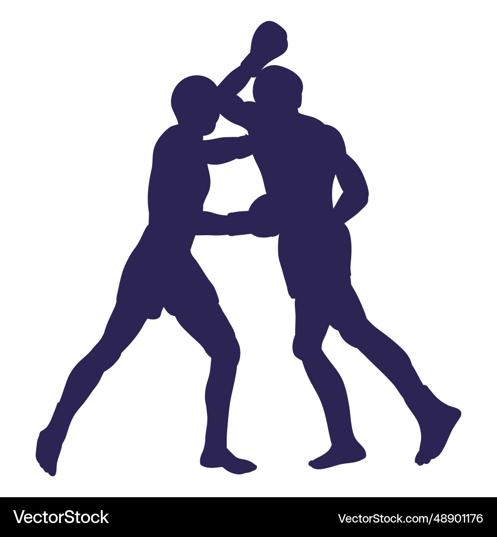 Kickboxers fight sport silhouette Royalty Free Vector Image