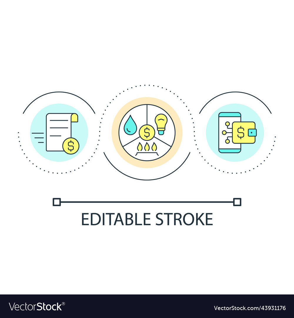 Pay for bills online loop concept icon Royalty Free Vector Pay for bills online loop concept icon Royalty Free Vector