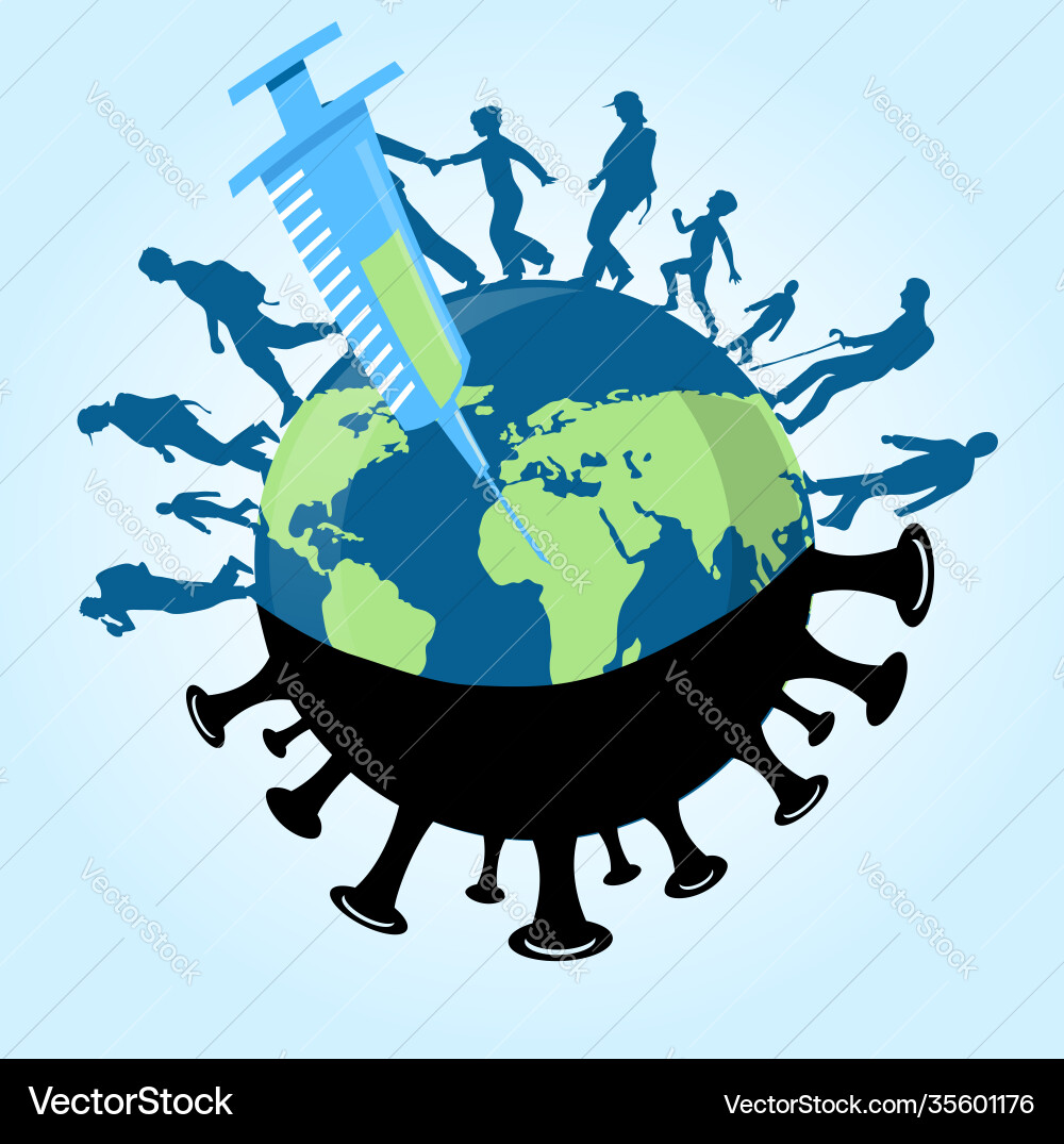 People walk around world after the Royalty Free Vector Image