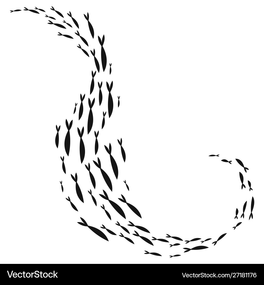 School fish a group silhouette fish swim Vector Image