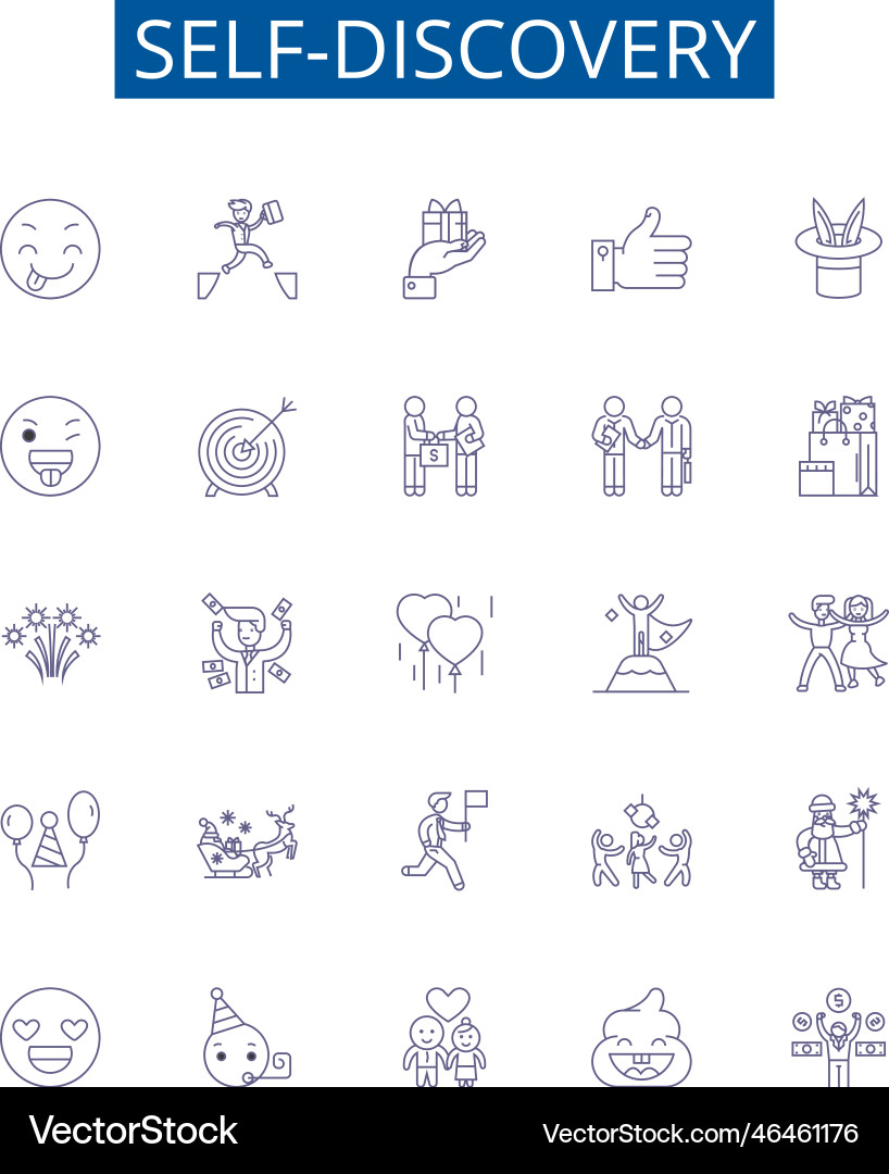 Self-discovery line icons signs set design Vector Image