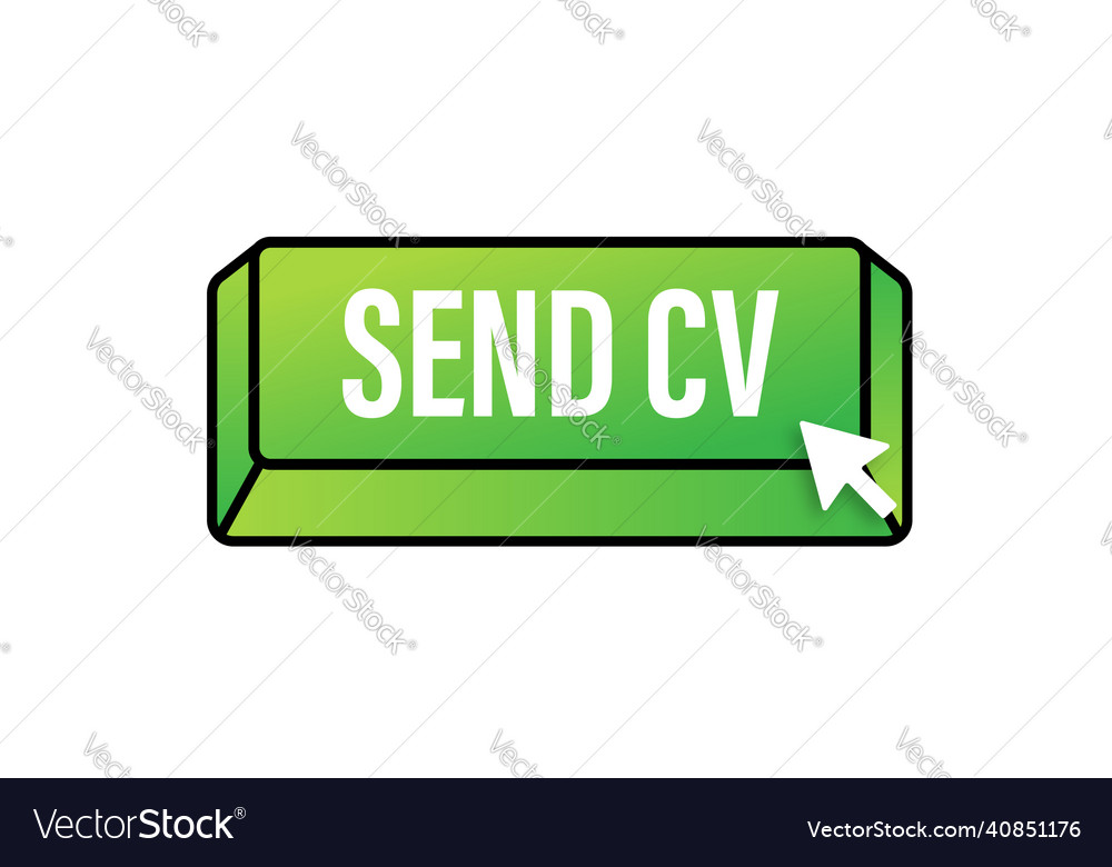Send cv button in 3d style on blue background Vector Image
