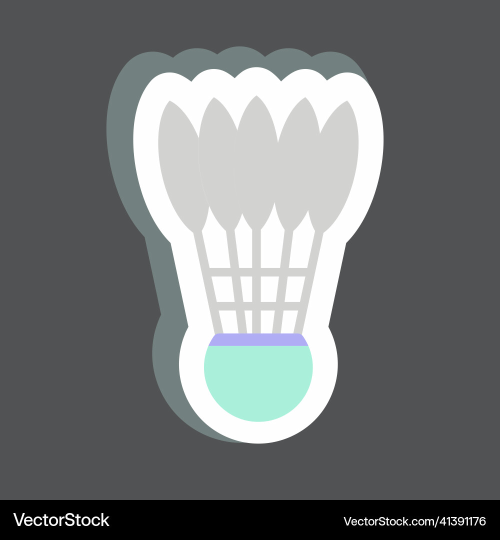 Shuttlecock sticker in trendy isolated on black Vector Image