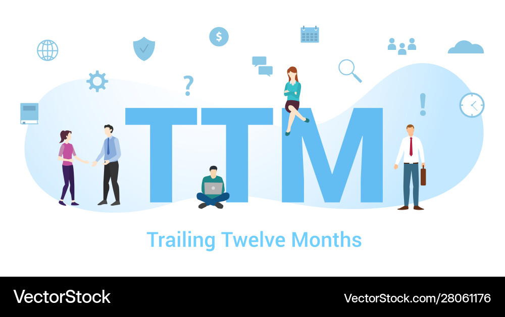 Ttm trailing twelve month concept with big word Vector Image