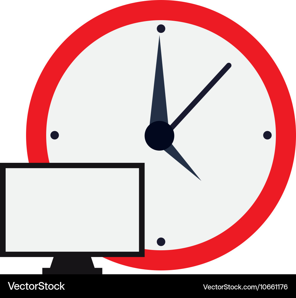 Wall clock and computer monitor icon Royalty Free Vector