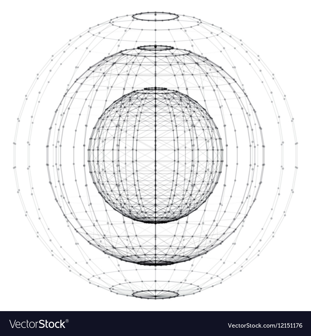 Wireframe polygonal element 3d sphere Royalty Free Vector