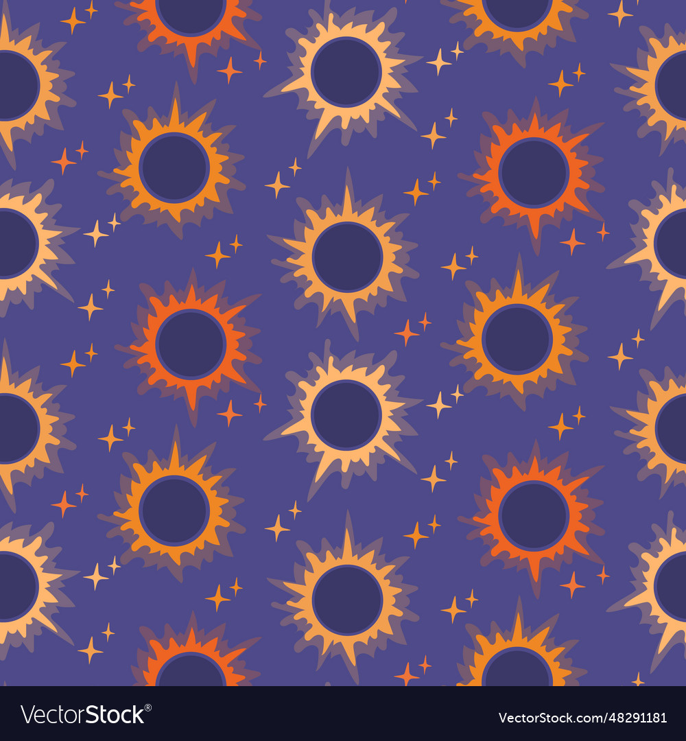Abstract mystical eclipse seamless pattern Vector Image