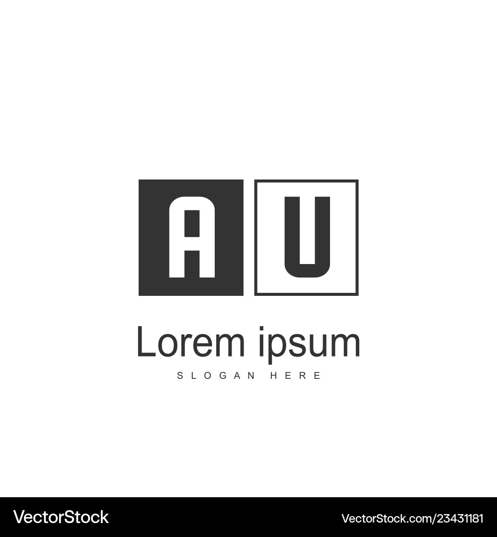 Au letters logo design simple and creative black Vector Image