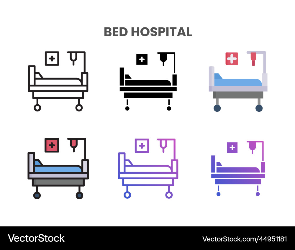 Bed hospital icons set with different styles Vector Image