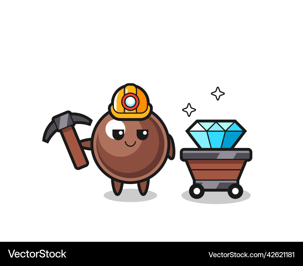 Character of tapioca pearl as a miner Royalty Free Vector