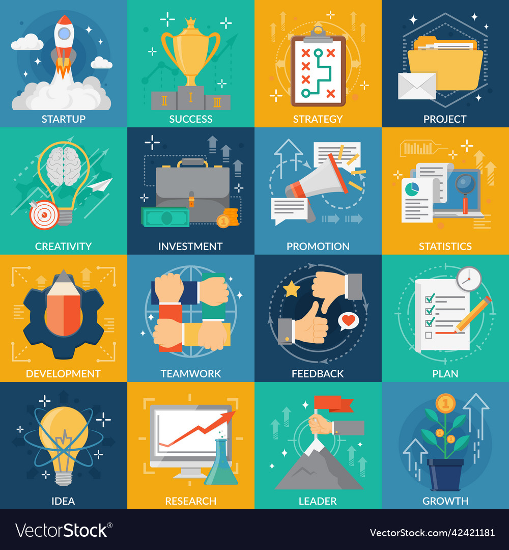 Development icons set Royalty Free Vector Image