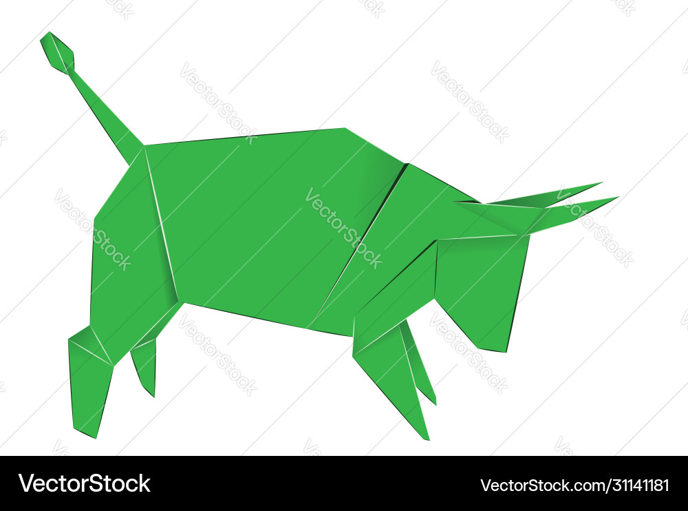 Green origami bull Royalty Free Vector Image - VectorStock