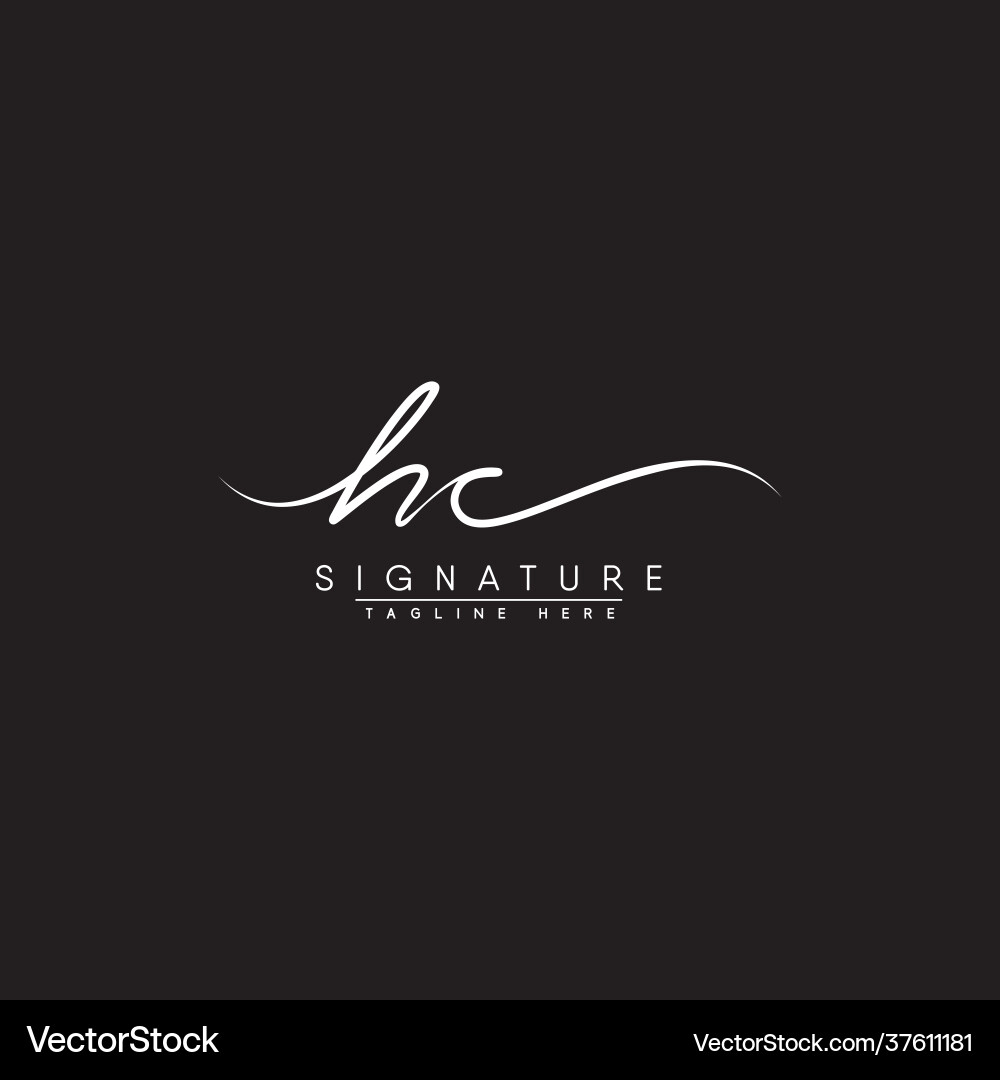 Initial letter hc logo - handwritten signature Vector Image