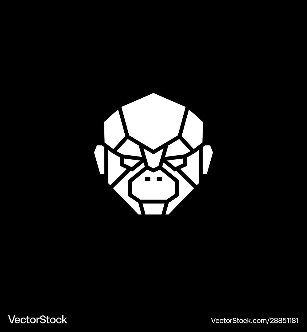 Monkey chimp face head robot cyborg logo icon Vector Image