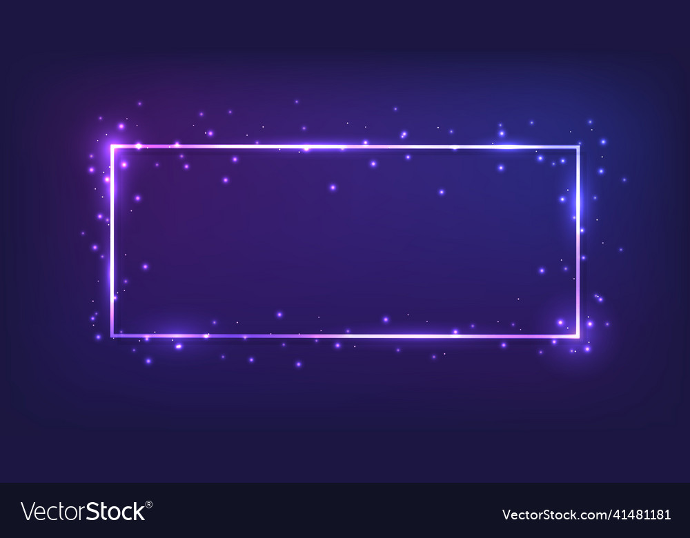 Neon rectangular frame with shining effects Vector Image