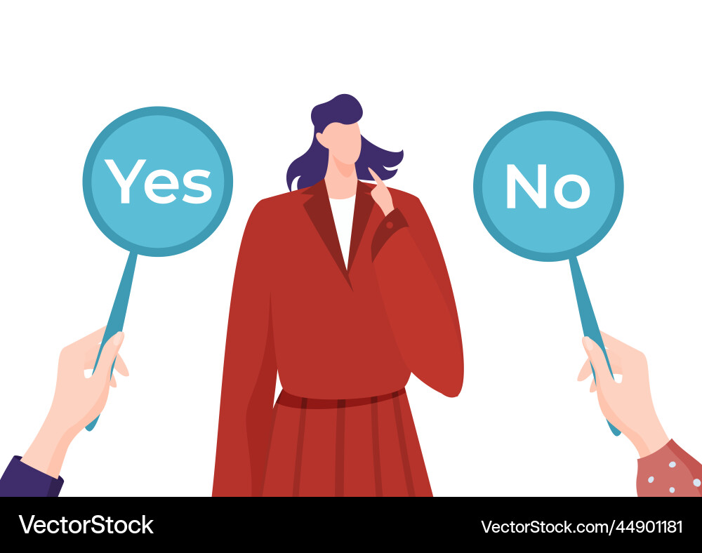 People hand hold banner select choice opinion text