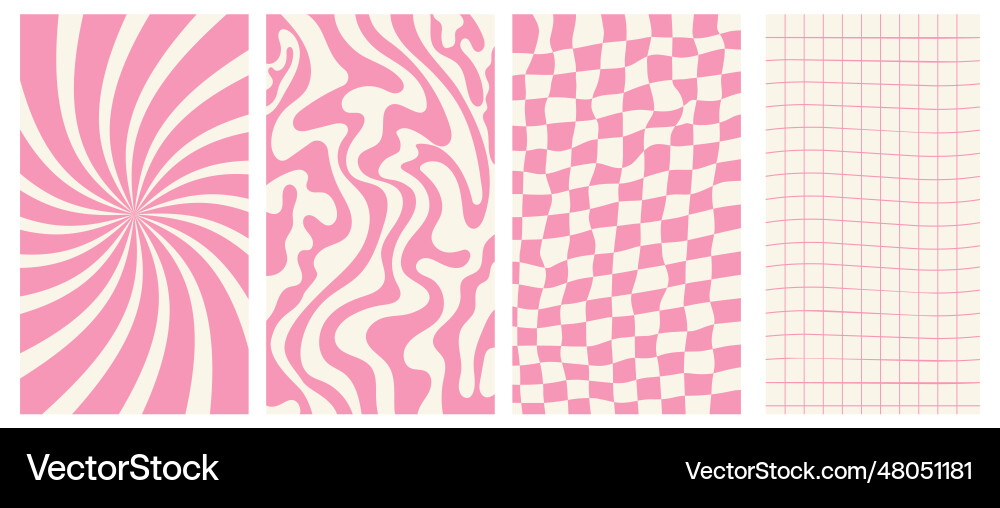 Set of groovy retro backgrounds vertical posters Vector Image