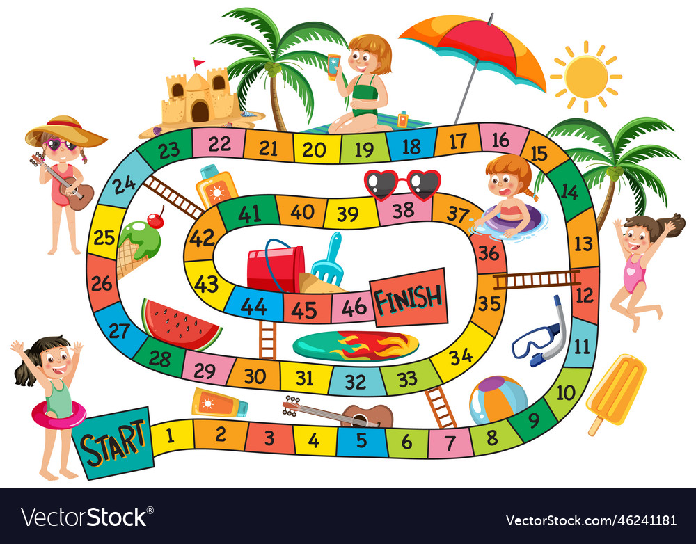 Simple board game template for children summer Vector Image
