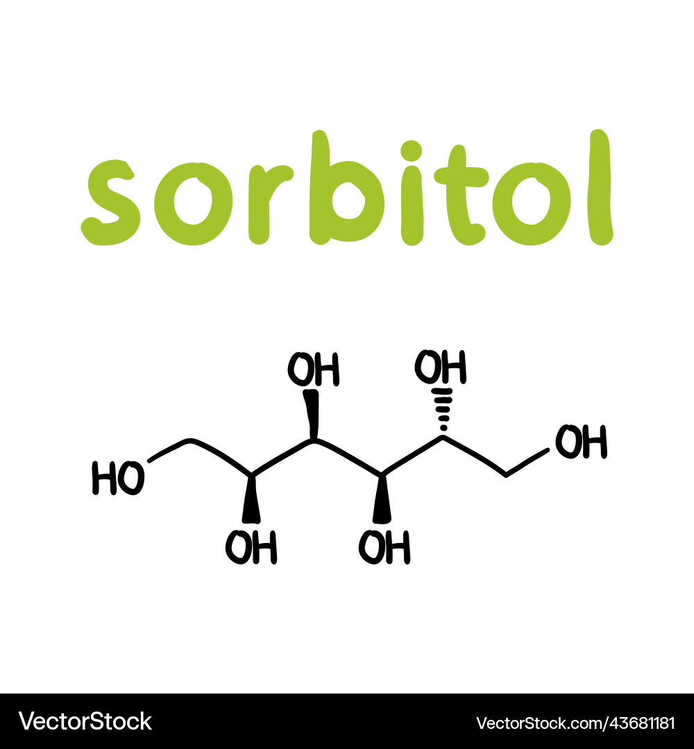 Sorbitol sign at medicine package sticker design Vector Image