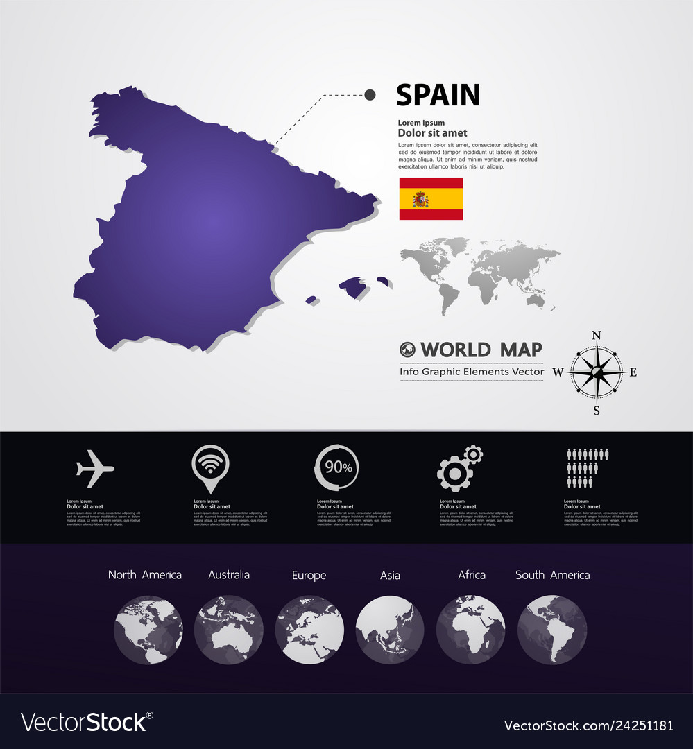Spain map Royalty Free Vector Image - VectorStock