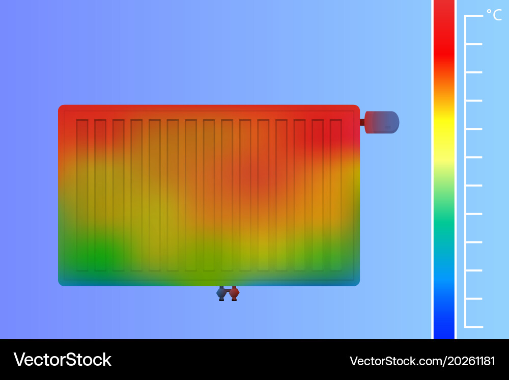 Steel panel radiator on the wall colored Vector Image